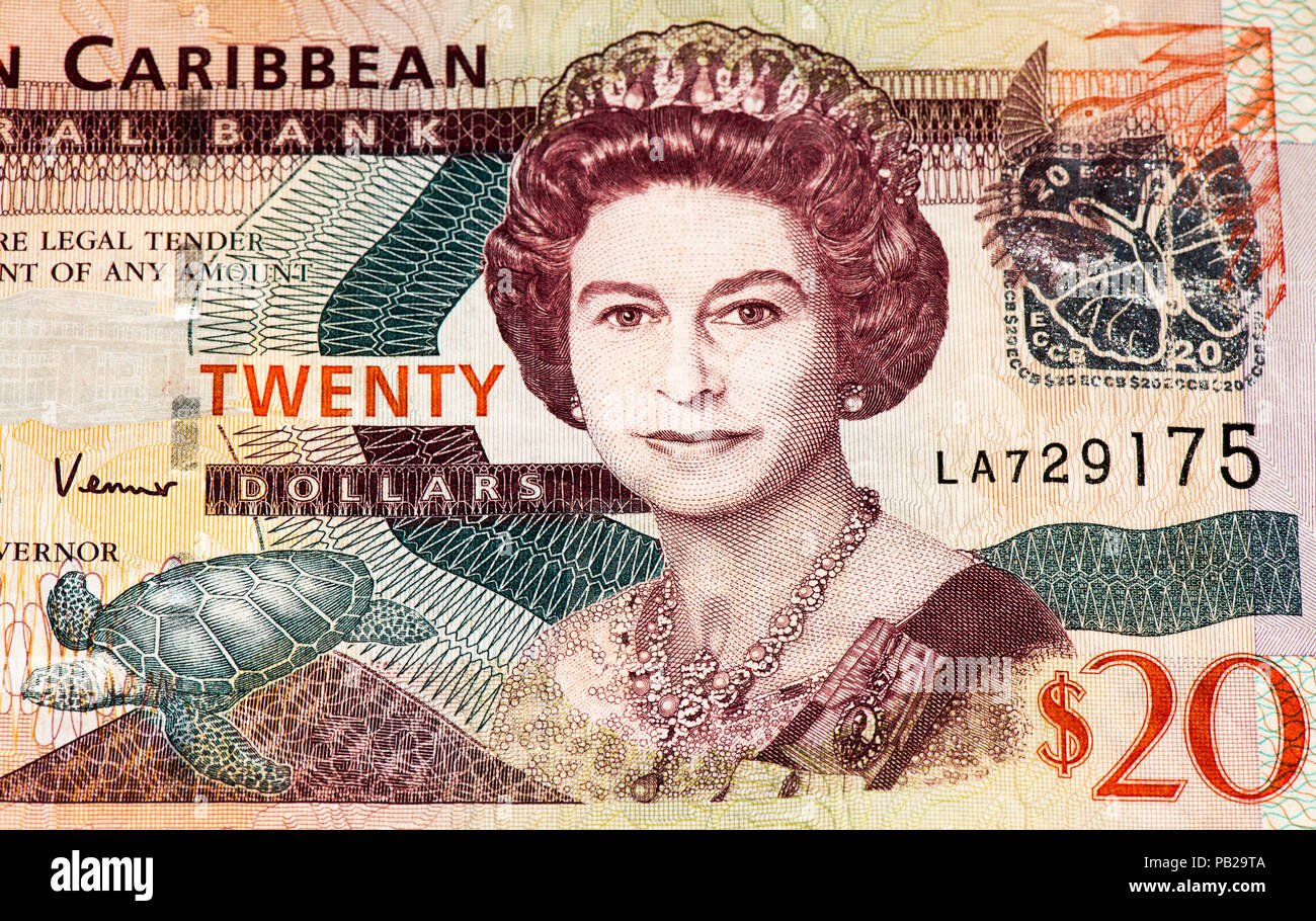 20 Eastern Caribbean dollars bank note Stock Photo - Alamy