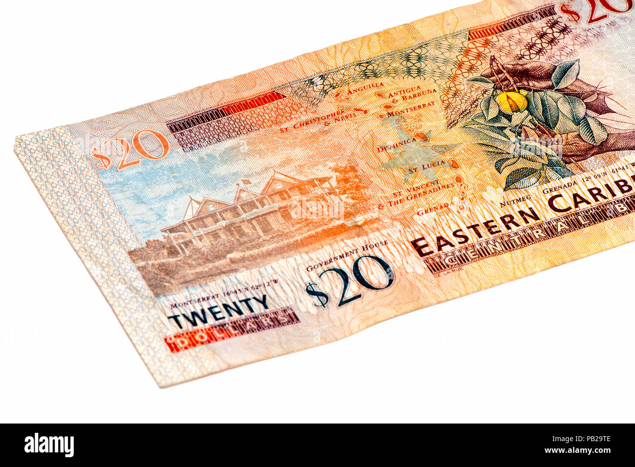 20 Eastern Caribbean dollars bank note Stock Photo - Alamy