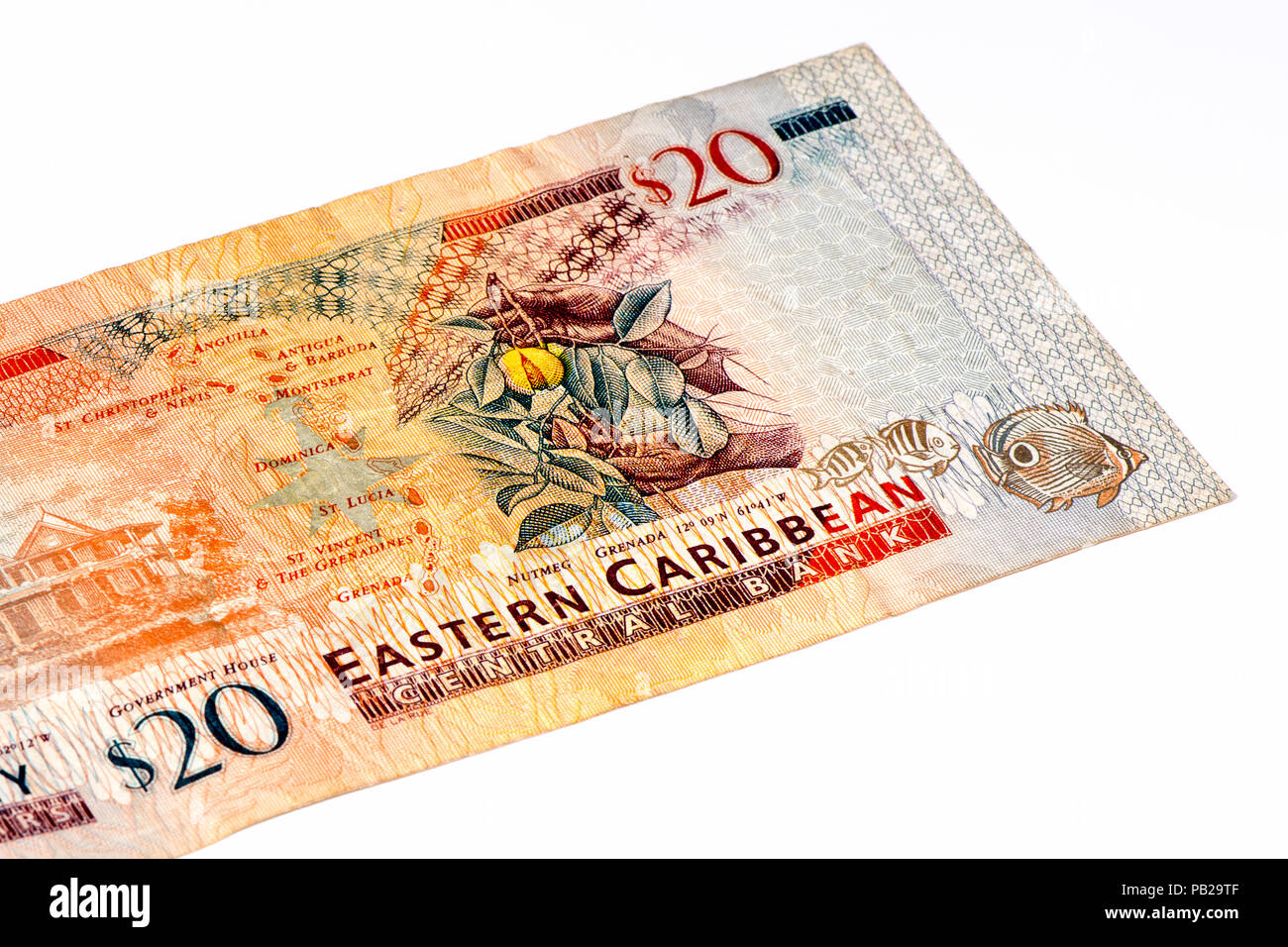 20 Eastern Caribbean dollars bank note Stock Photo - Alamy