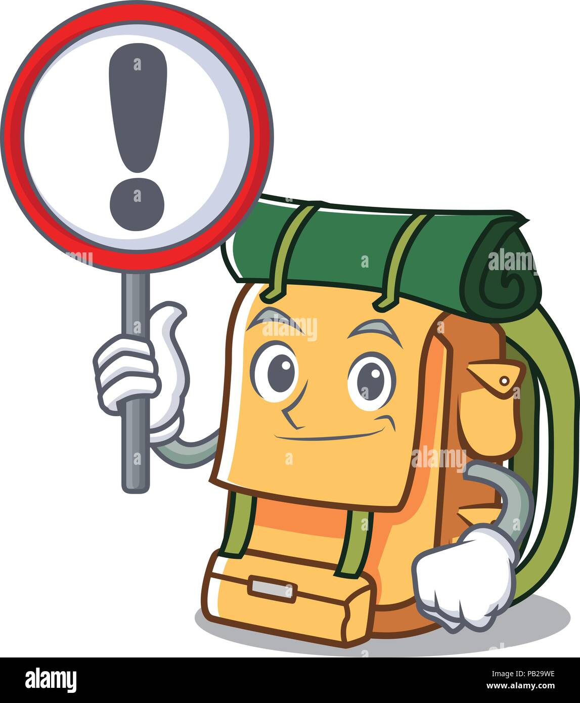 With sign backpack character cartoon style Stock Vector Image & Art - Alamy