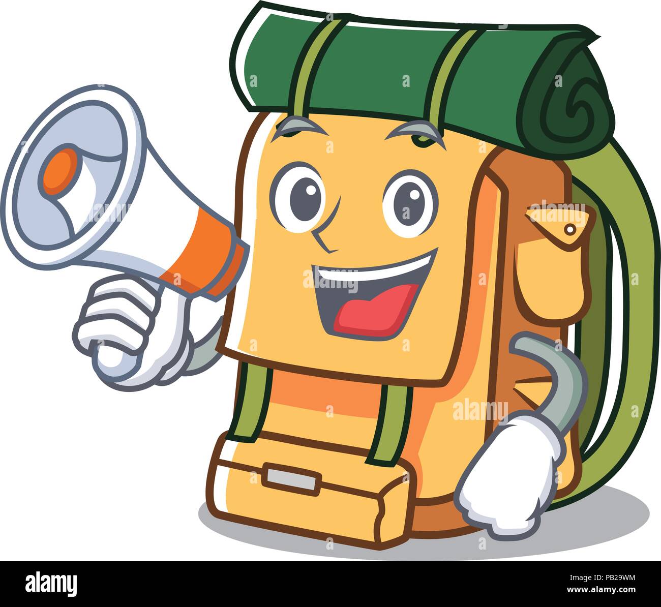 With megaphone backpack character cartoon style Stock Vector Image ...