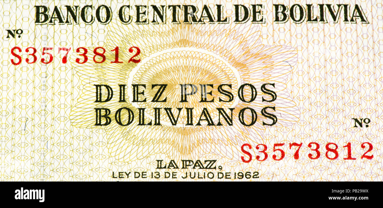10 bolivianos bank note. Bolivianos is the national currency of Bolivia ...