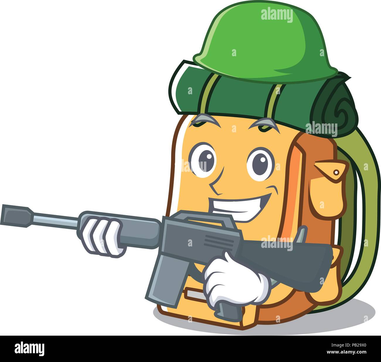 Army backpack character cartoon style Stock Vector Image & Art - Alamy