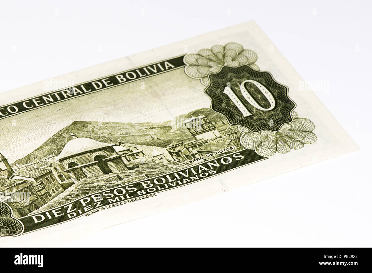 10 bolivianos bank note. Bolivianos is the national currency of Bolivia ...