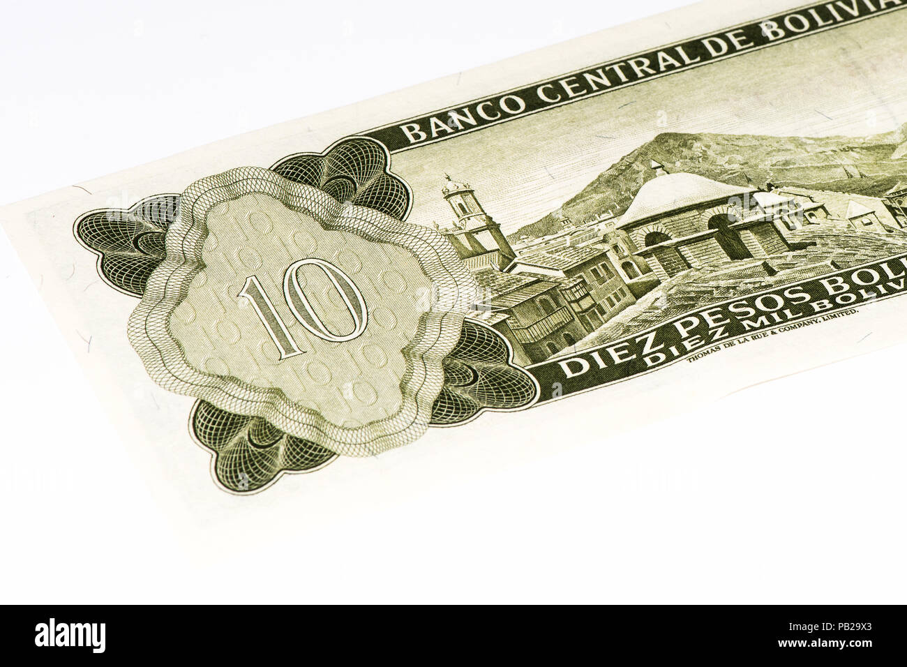 10 bolivianos bank note. Bolivianos is the national currency of Bolivia ...
