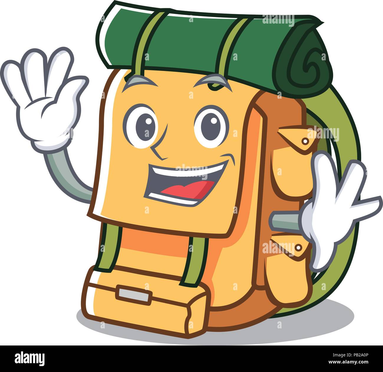 Student with backpack waving goodbye Stock Vector Images - Alamy