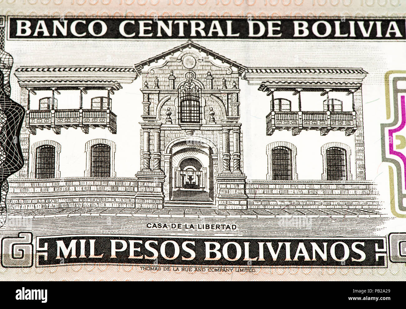 1000 bolivianos bank note. Bolivianos is the national currency of ...