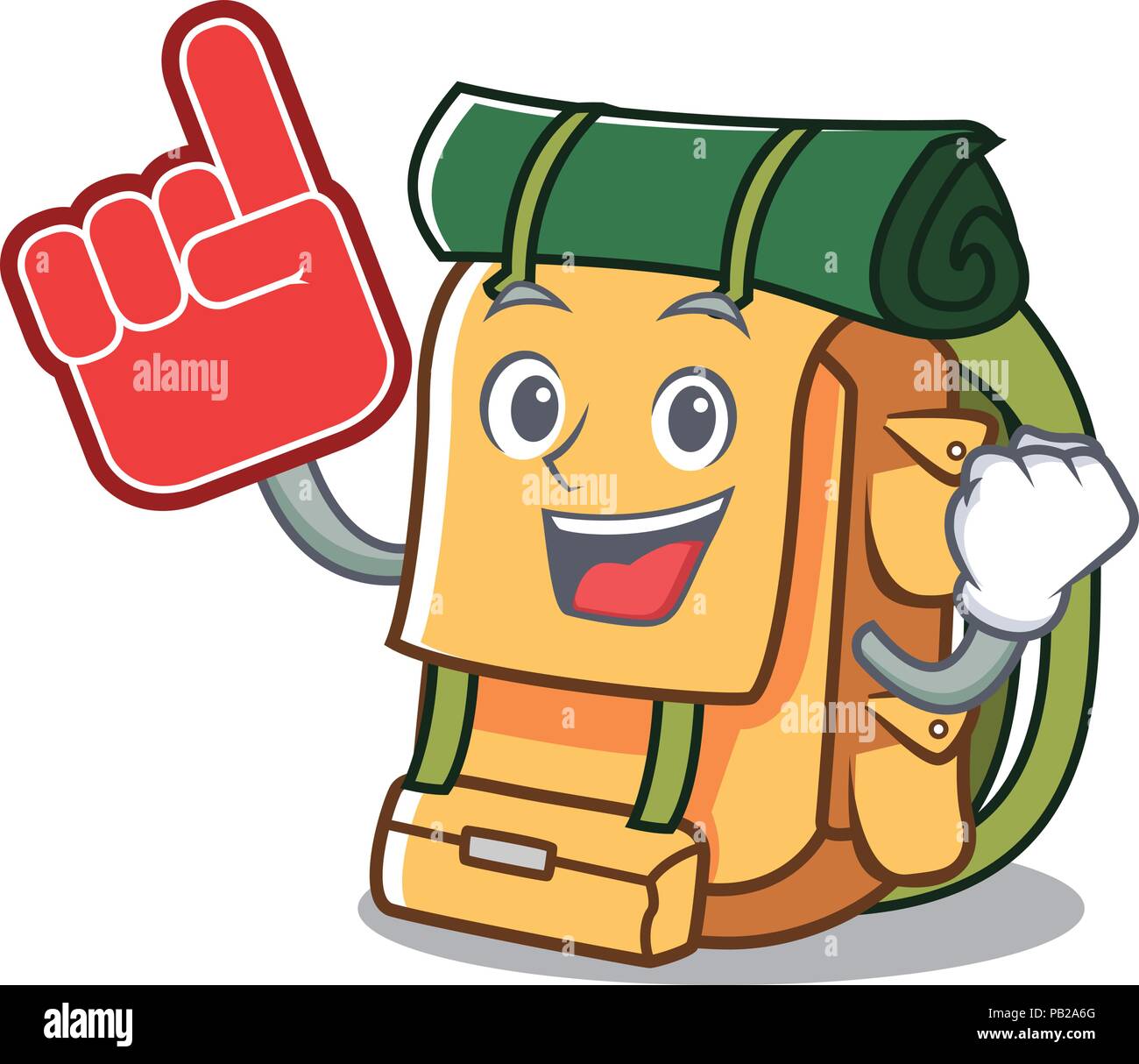 Foam finger backpack mascot cartoon style Stock Vector Image & Art - Alamy