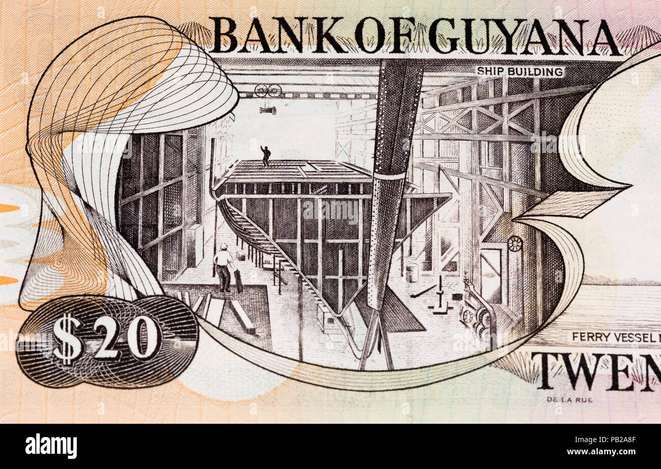 50 Guyanese dollars bank note. Guyanese dollar is the national currency ...