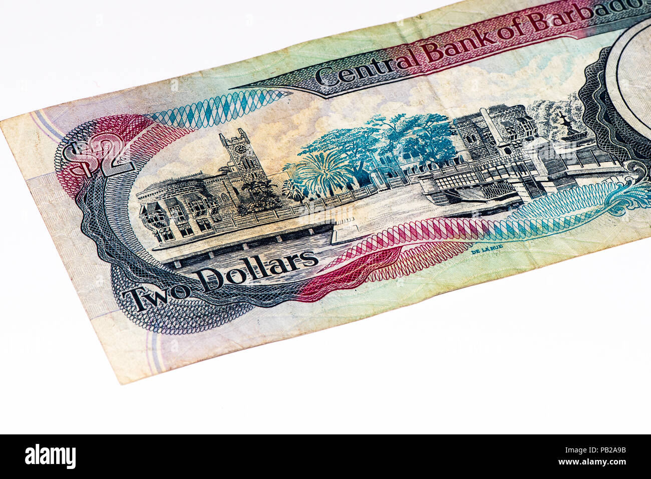 2 Barbadian dollar bank note. Barbadian dollars in the national ...