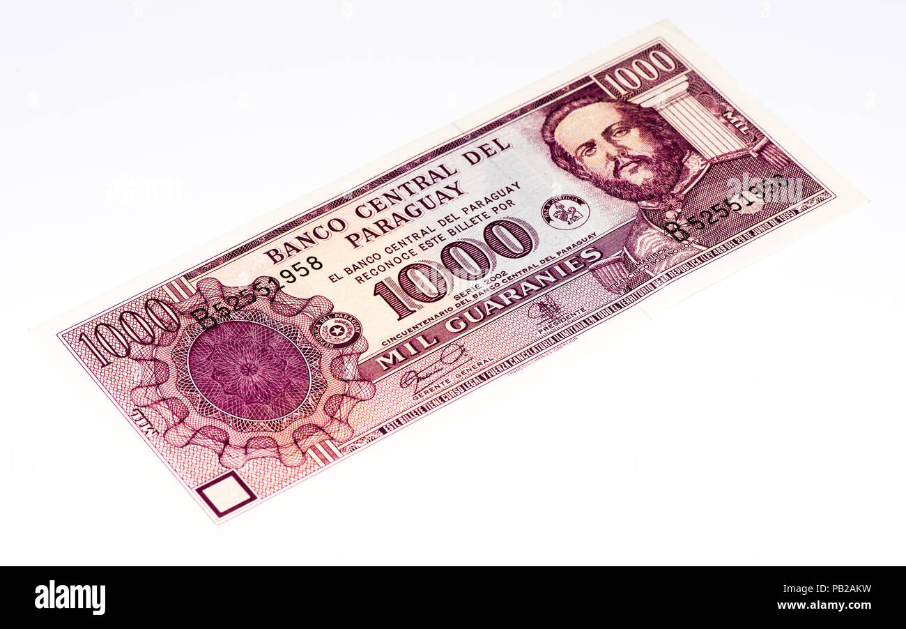 1000 Paraguyan guarani, the national currency of Paraguay Stock Photo ...