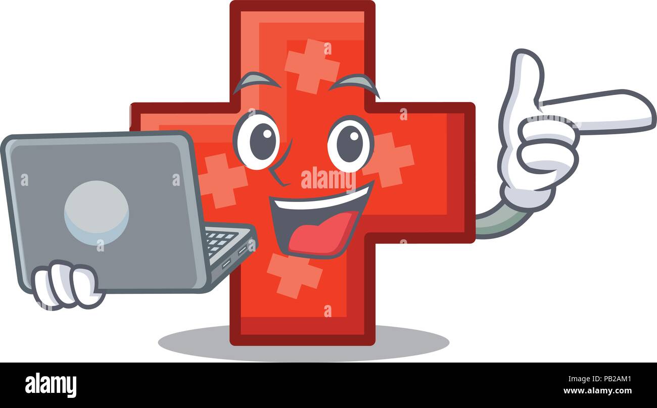 With laptop cross character cartoon style Stock Vector Image & Art - Alamy