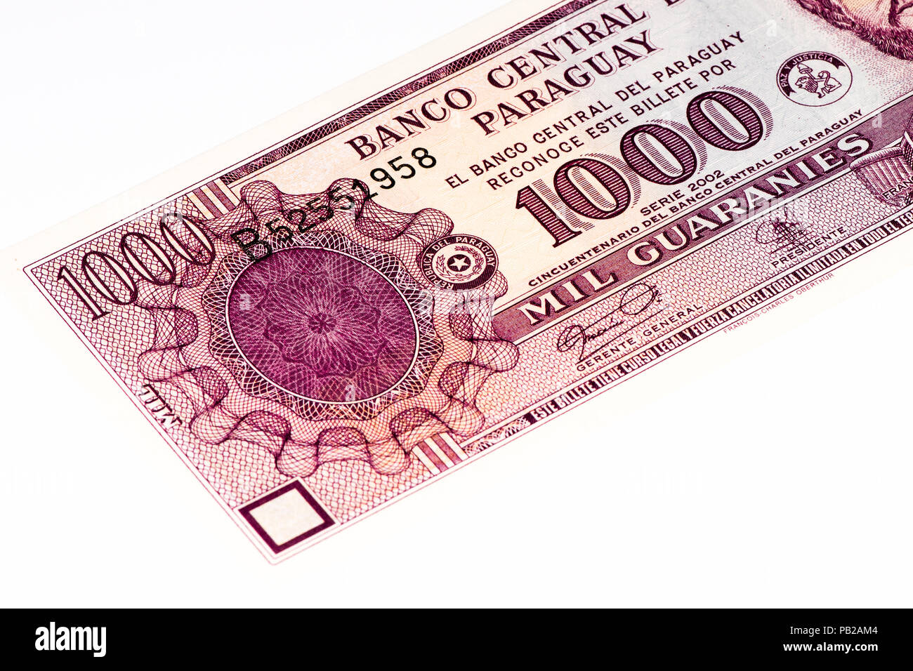 1000 Paraguyan guarani, the national currency of Paraguay Stock Photo ...