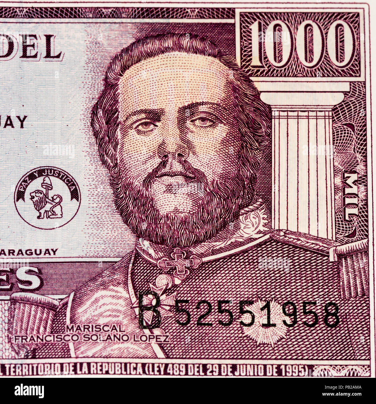 1000 Paraguyan guarani, the national currency of Paraguay Stock Photo ...