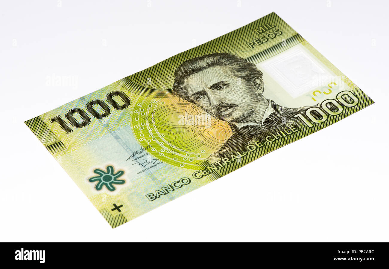 1000 Chilean pesos bank note. Chilean peso is the national currency of ...