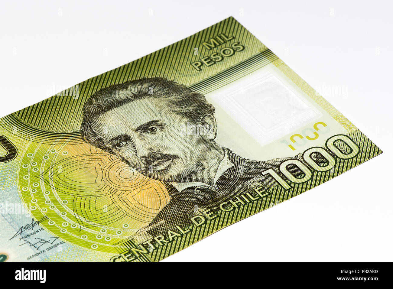 1000 Chilean pesos bank note. Chilean peso is the national currency of ...