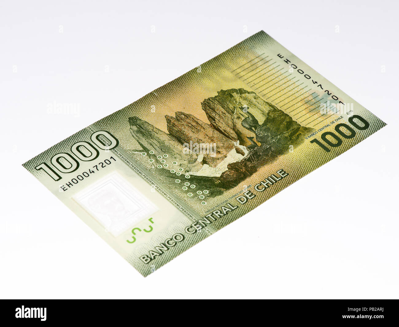 1000 Chilean pesos bank note. Chilean peso is the national currency of ...