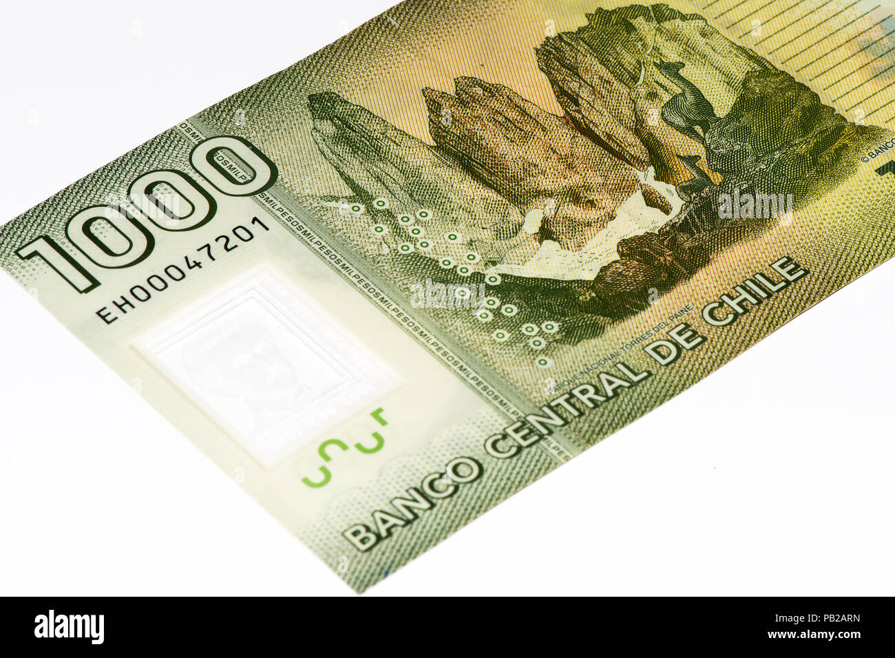 1000 Chilean pesos bank note. Chilean peso is the national currency of ...