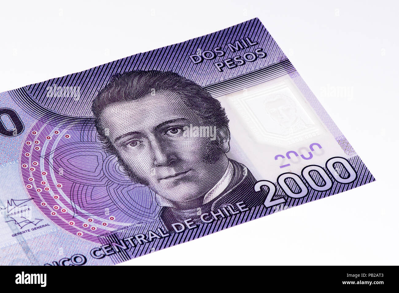 2000 Chilean pesos bank note. Chilean peso is the national currency of ...