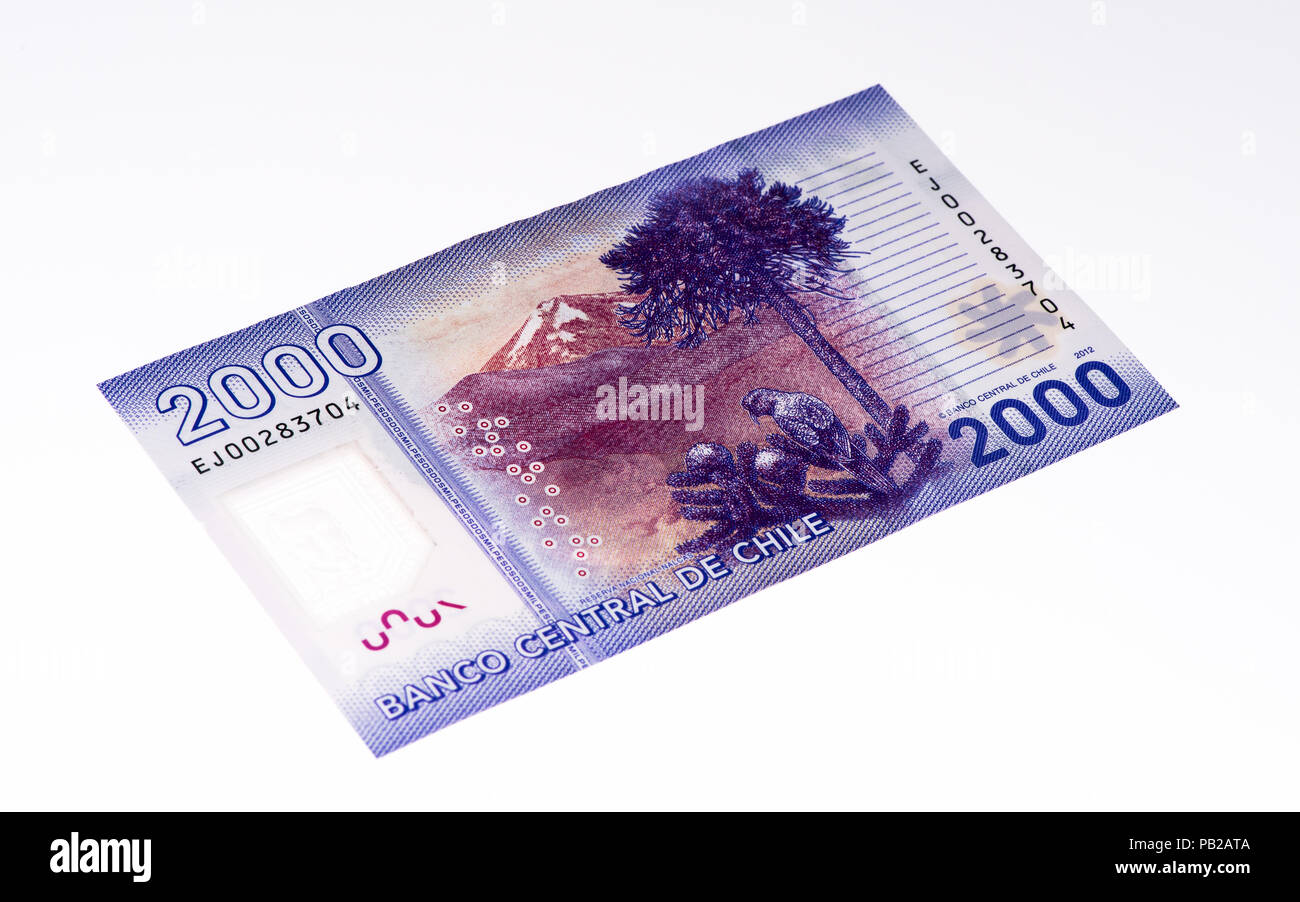 2000 Chilean pesos bank note. Chilean peso is the national currency of ...