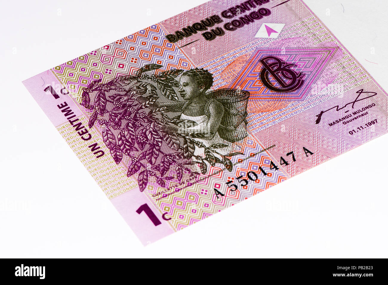 1 centimes bank note of Congo. Centimes is one of the currencies of ...
