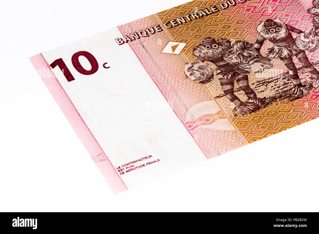 10 centimes bank note of Congo. Centimes is one of the currencies of ...