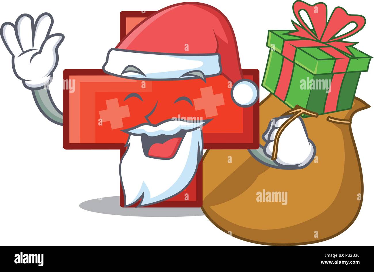 Santa with gift cross mascot cartoon style Stock Vector Image & Art - Alamy