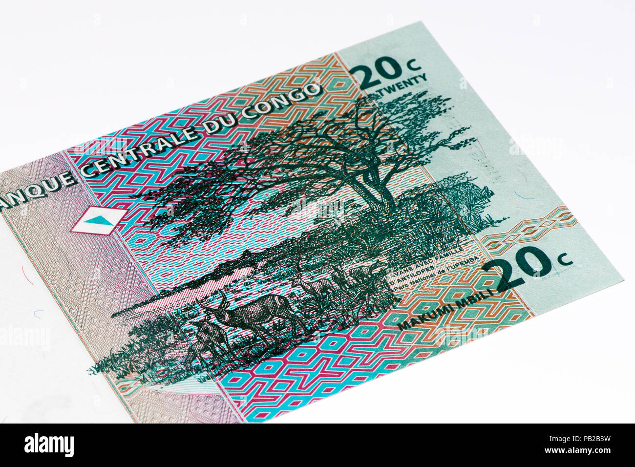 20 centimes bank note of Congo. Centimes on of the currencies of Congo ...