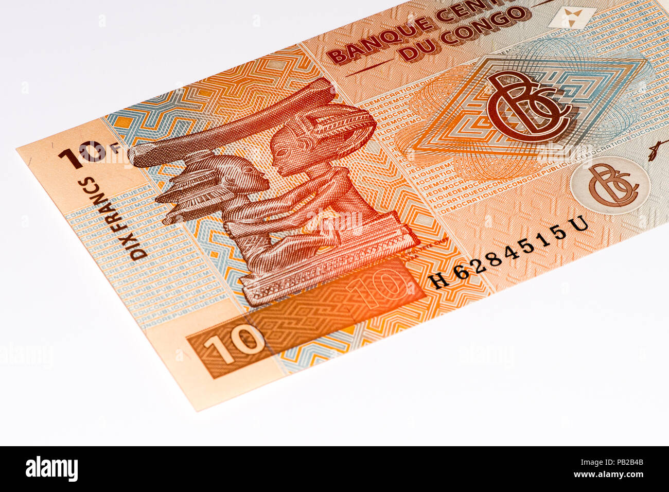 10 Congoles francs bank note of Congo. Congoles franc is the national ...