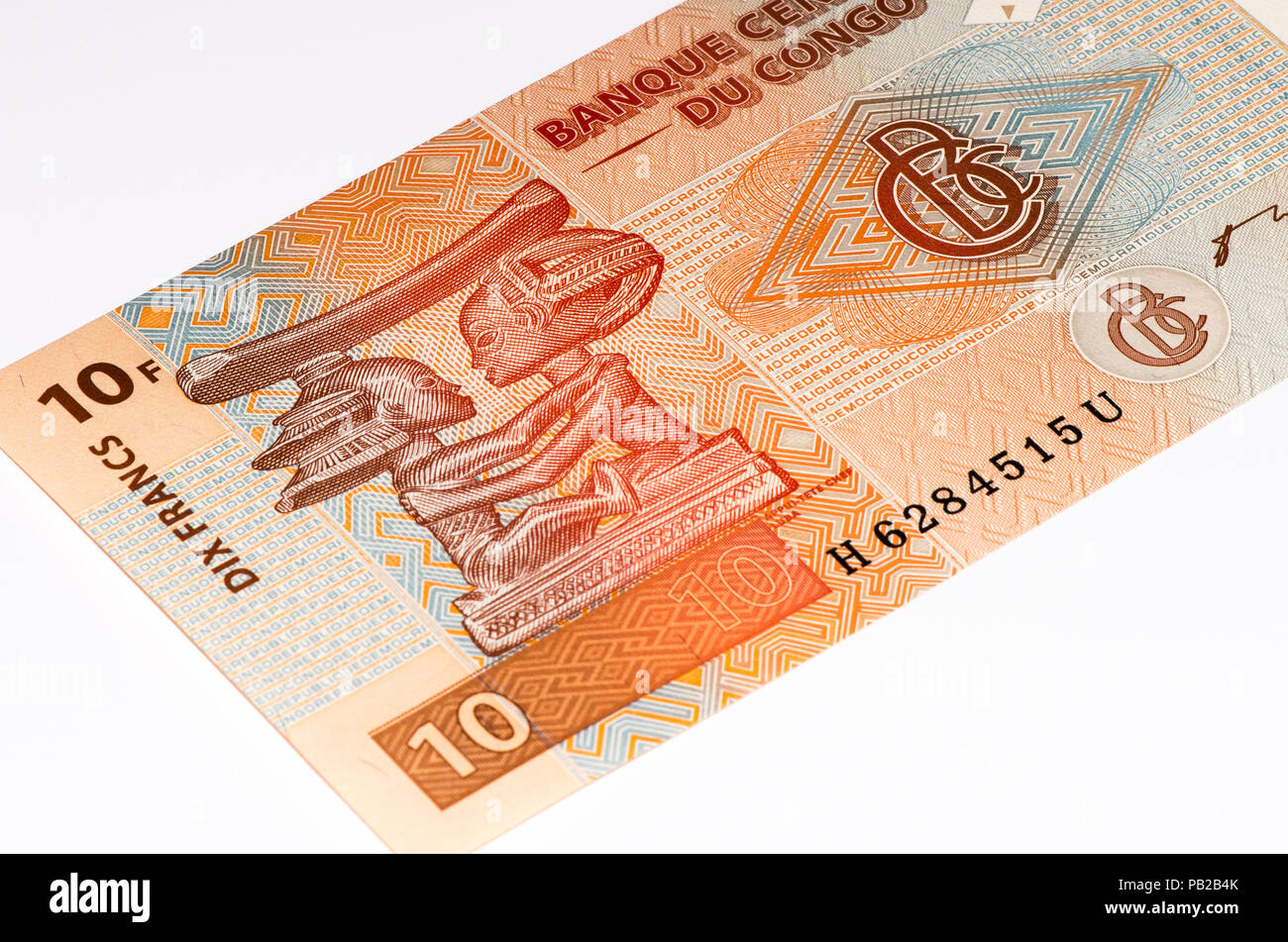 10 Congoles francs bank note of Congo. Congoles franc is the national ...