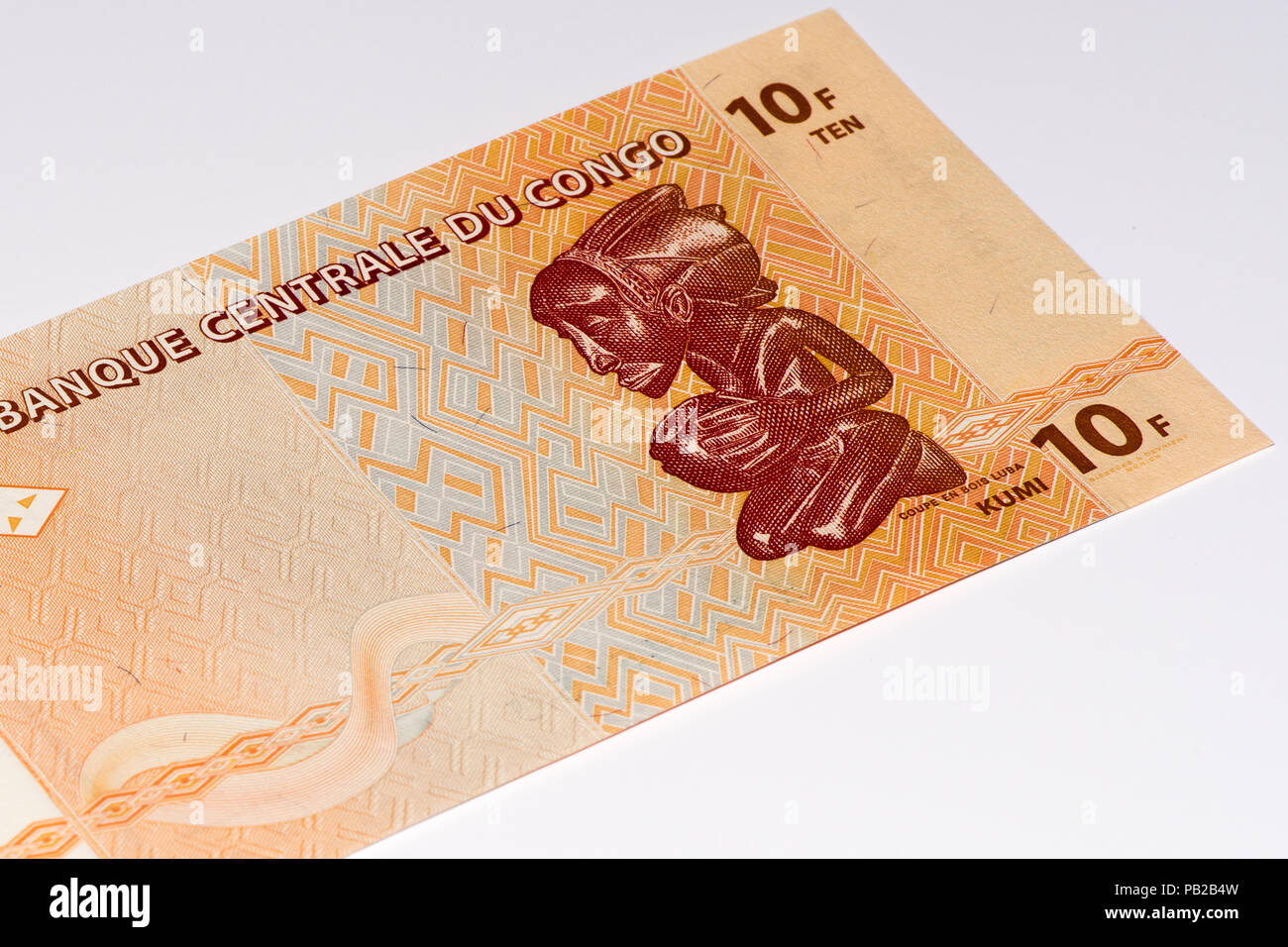 10 Congoles francs bank note of Congo. Congoles franc is the national ...
