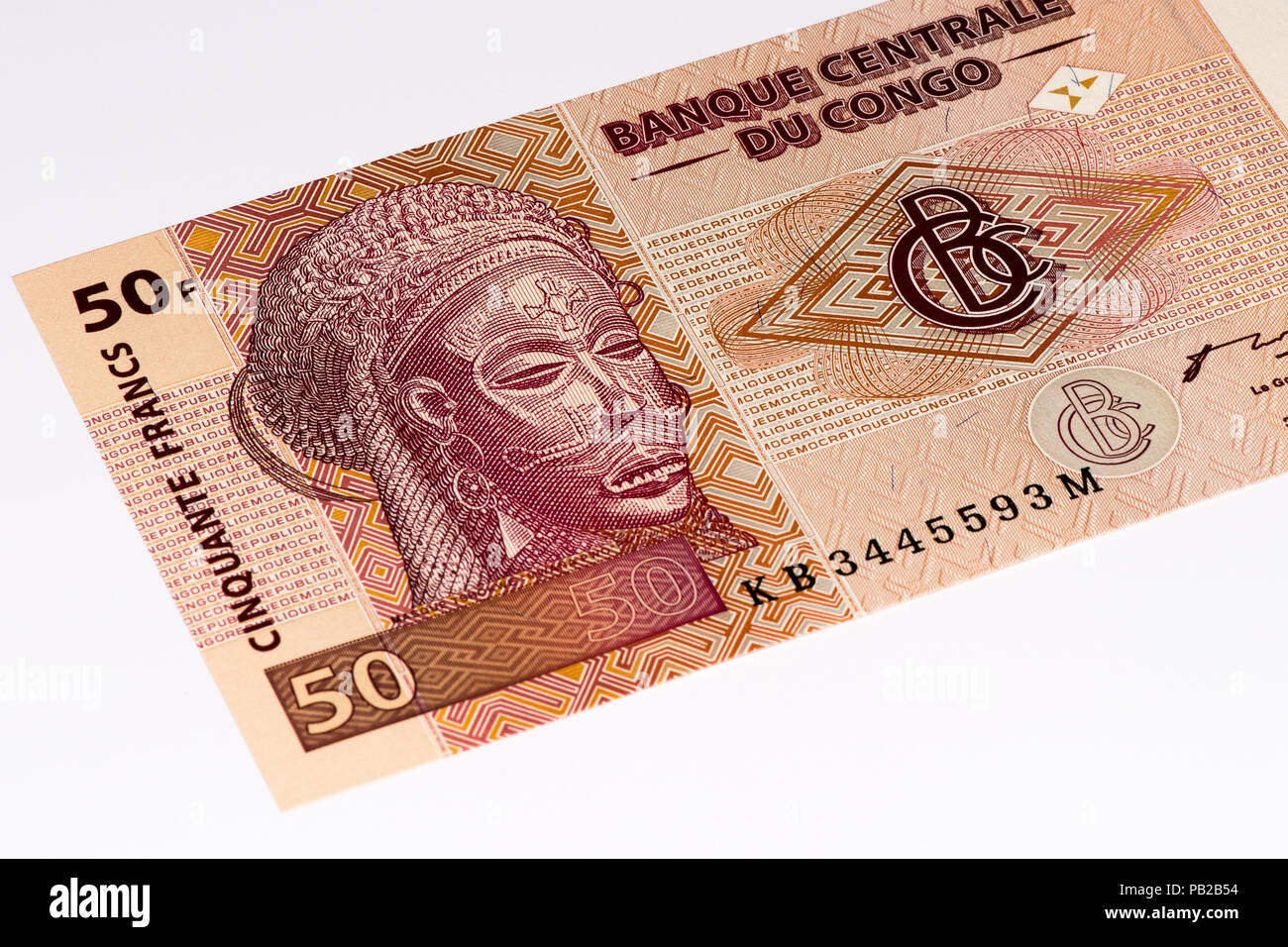 50 Congolese francs bank note of Congo. Congoles franc is the national ...
