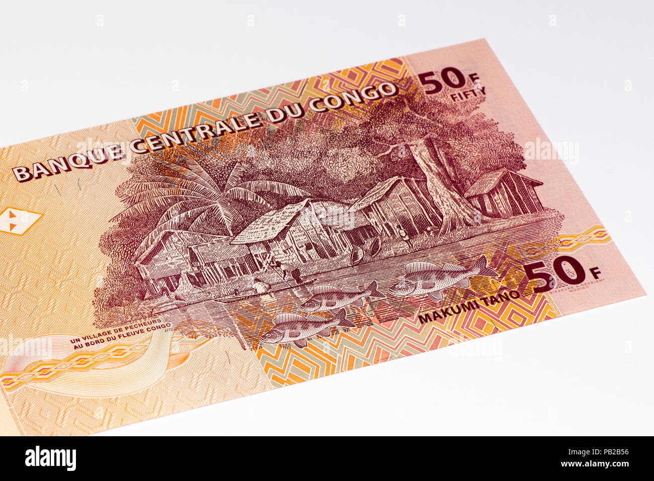 50 Congolese francs bank note of Congo. Congoles franc is the national ...