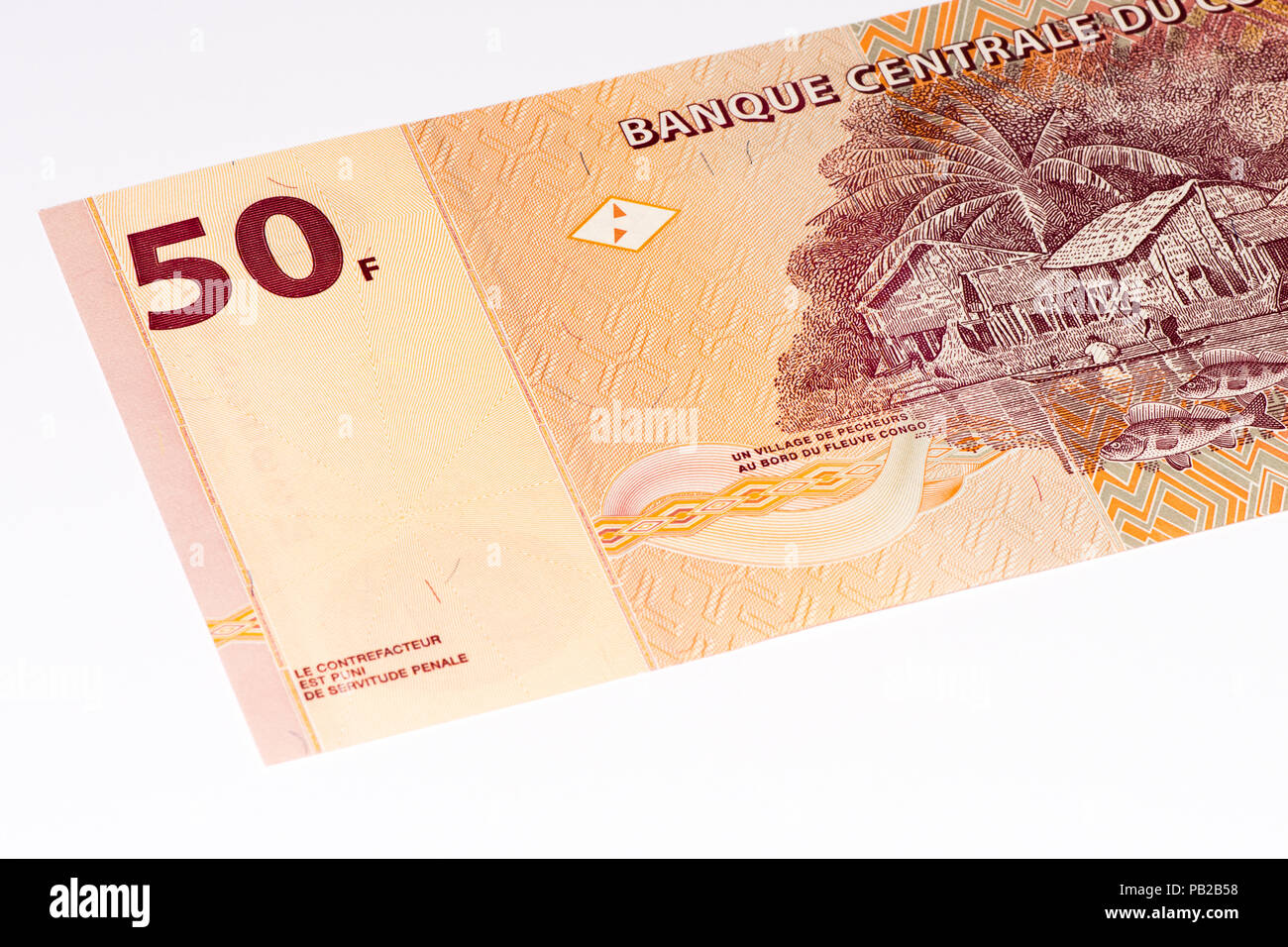 50 Congolese francs bank note of Congo. Congoles franc is the national ...