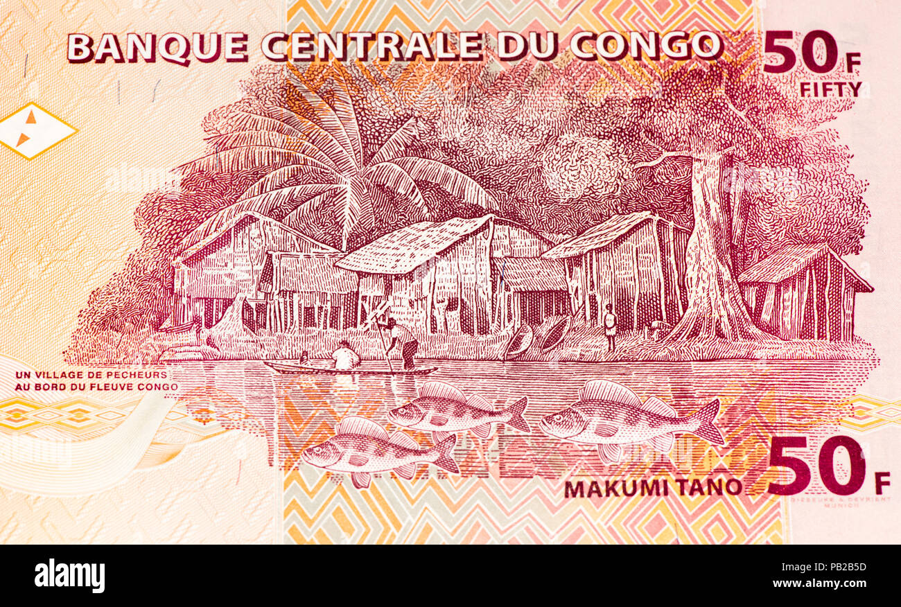 50 Congolese francs bank note of Congo. Congoles franc is the national ...