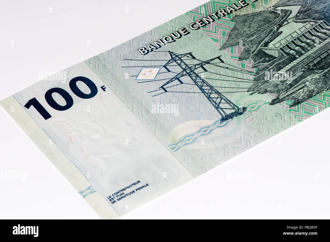 100 Congolese francs bank note of Congo. Congoles franc is the national ...