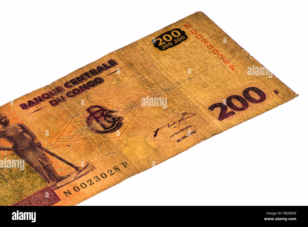 200 Congolese francs bank note of Congo. Congoles franc is the national ...