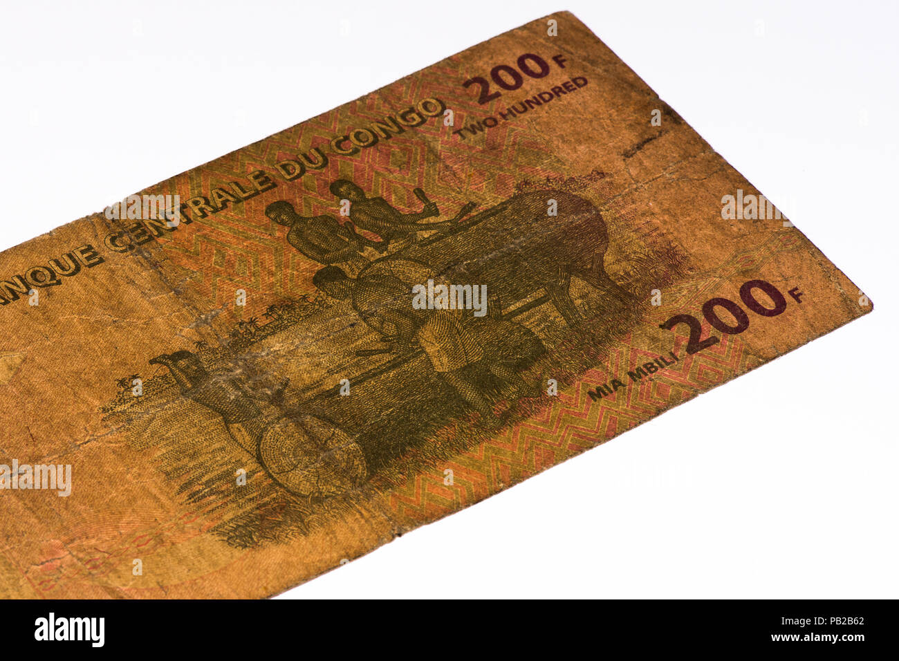 200 Congolese francs bank note of Congo. Congoles franc is the national ...