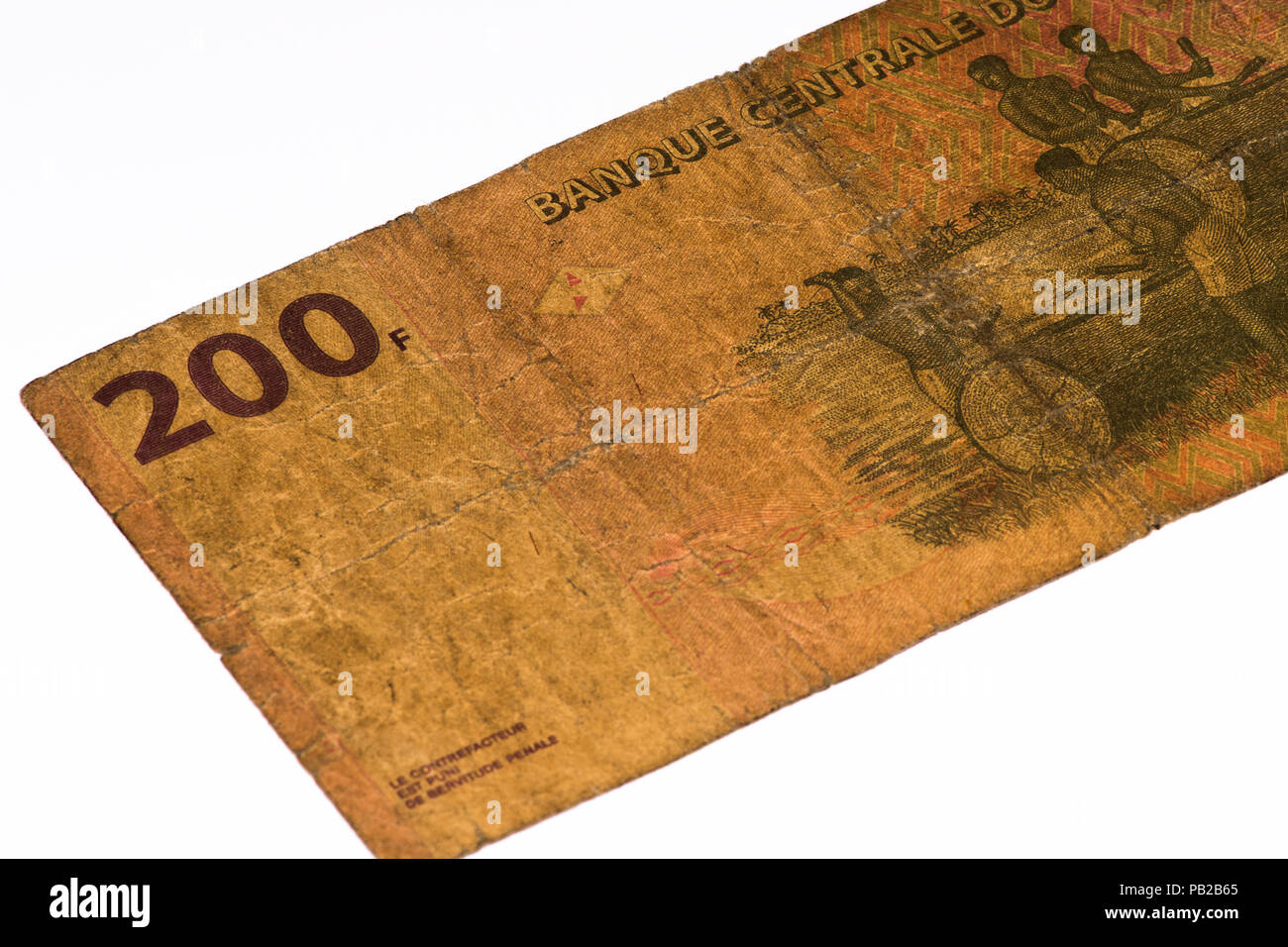200 Congolese francs bank note of Congo. Congoles franc is the national ...