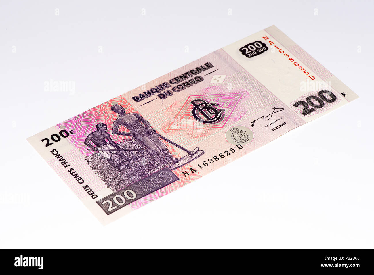 200 Congolese francs bank note of Congo. Congoles franc is the national ...