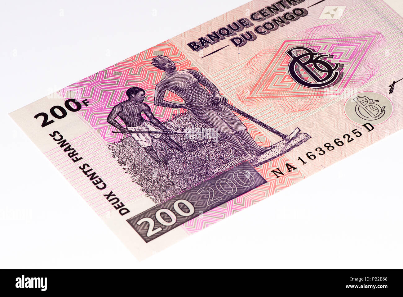 200 Congolese francs bank note of Congo. Congoles franc is the national ...