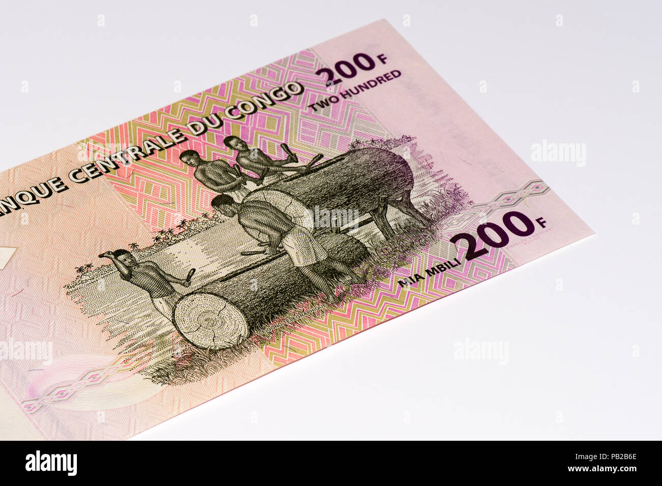 200 Congolese francs bank note of Congo. Congoles franc is the national ...