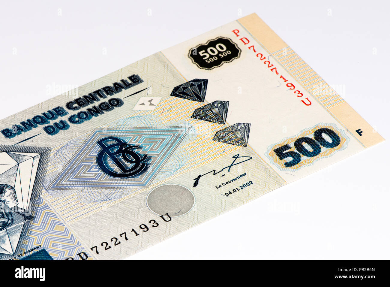 500 Congolese francs bank note of Congo. Congoles franc is the national ...