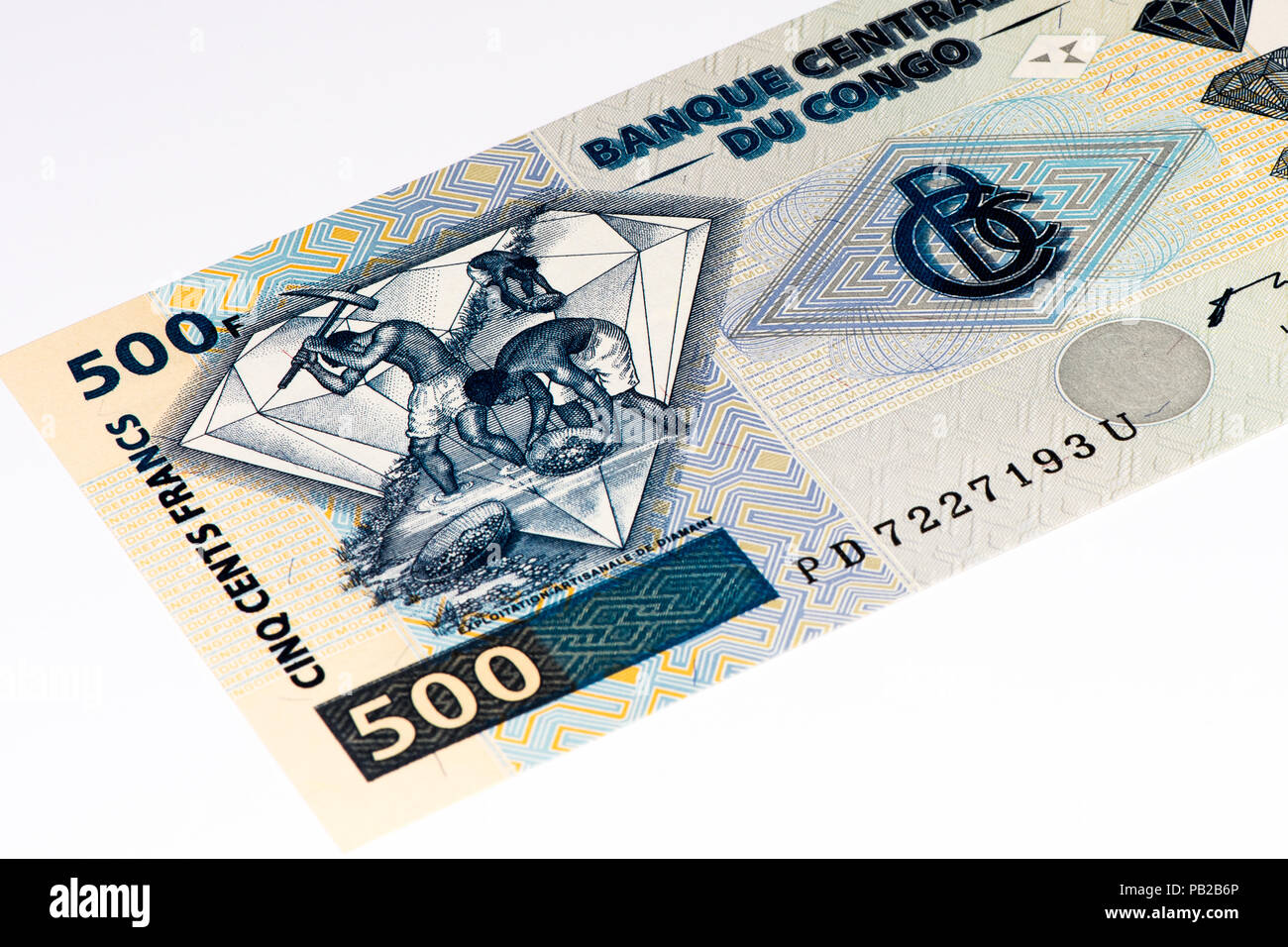 500 Congolese francs bank note of Congo. Congoles franc is the national ...