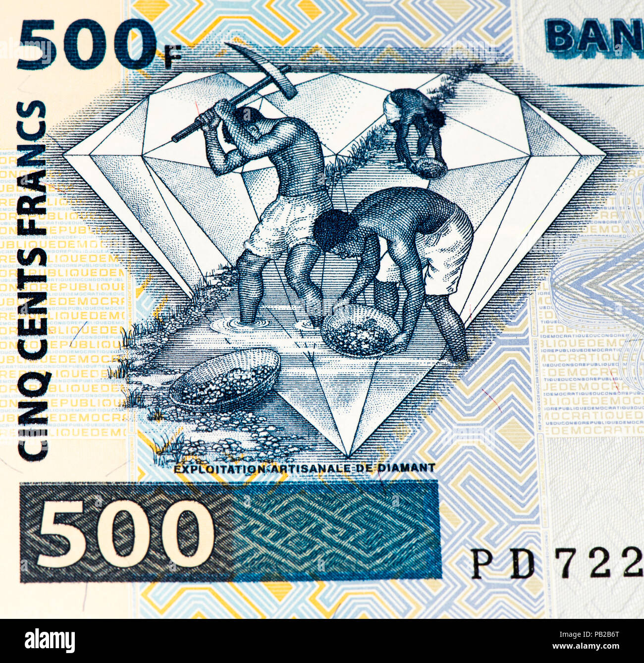 500 Congolese francs bank note of Congo. Congoles franc is the national ...