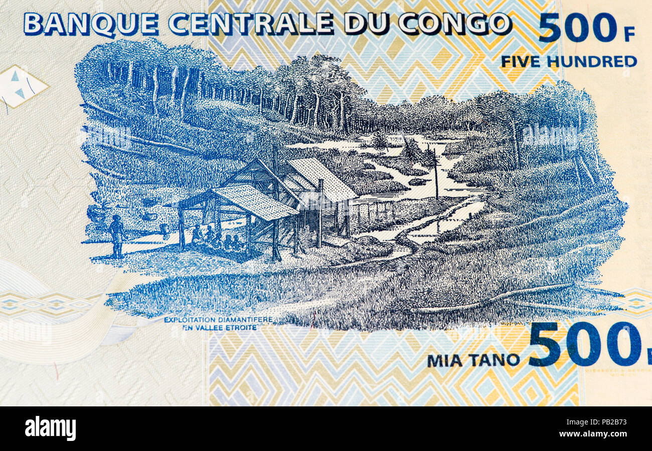 500 Congolese francs bank note of Congo. Congoles franc is the national ...