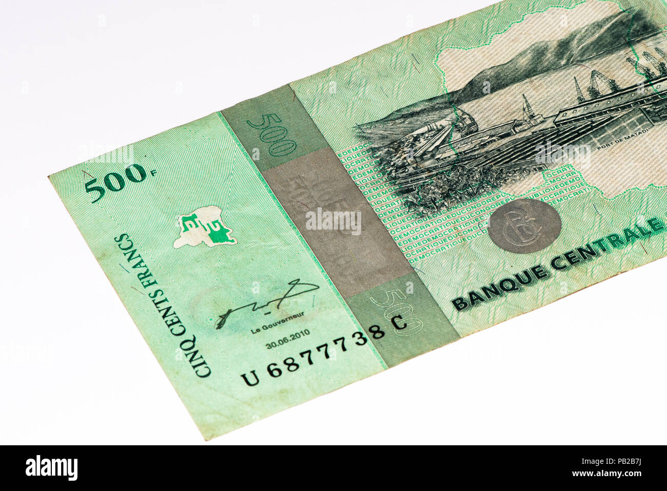 500 Congolese francs bank note of Congo. Congoles franc is the national ...