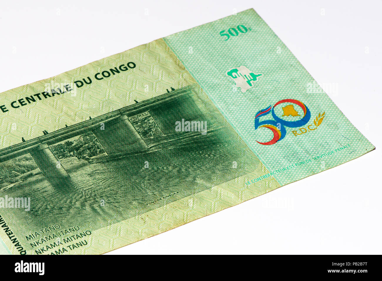 500 Congolese francs bank note of Congo. Congoles franc is the national ...