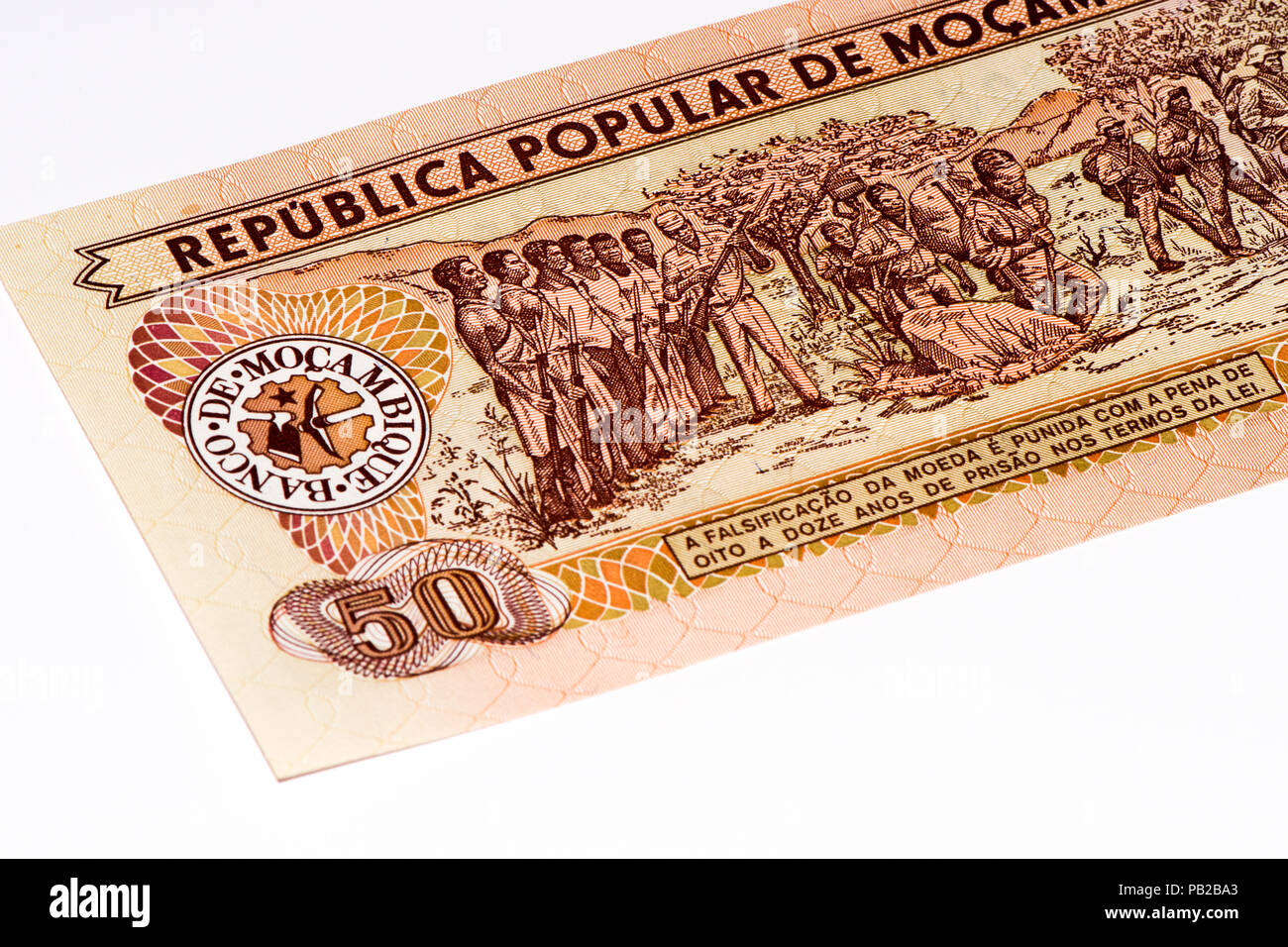 50 Mozambican metical bank note. Mozambican metical is the national ...