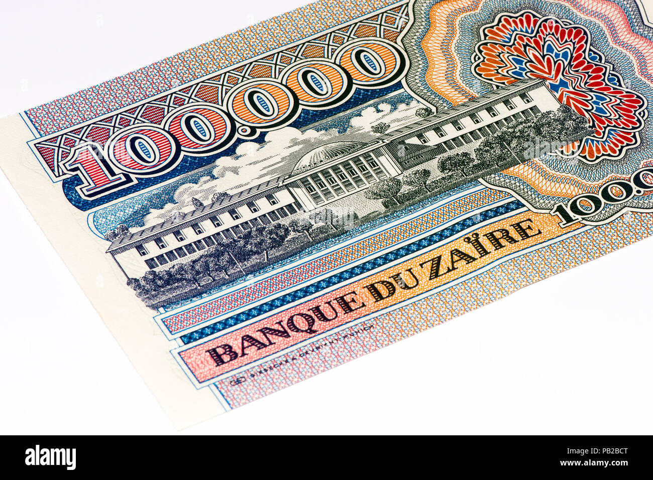 100000 Zaire bank note. Zaire is the national currency of Zaire Stock ...